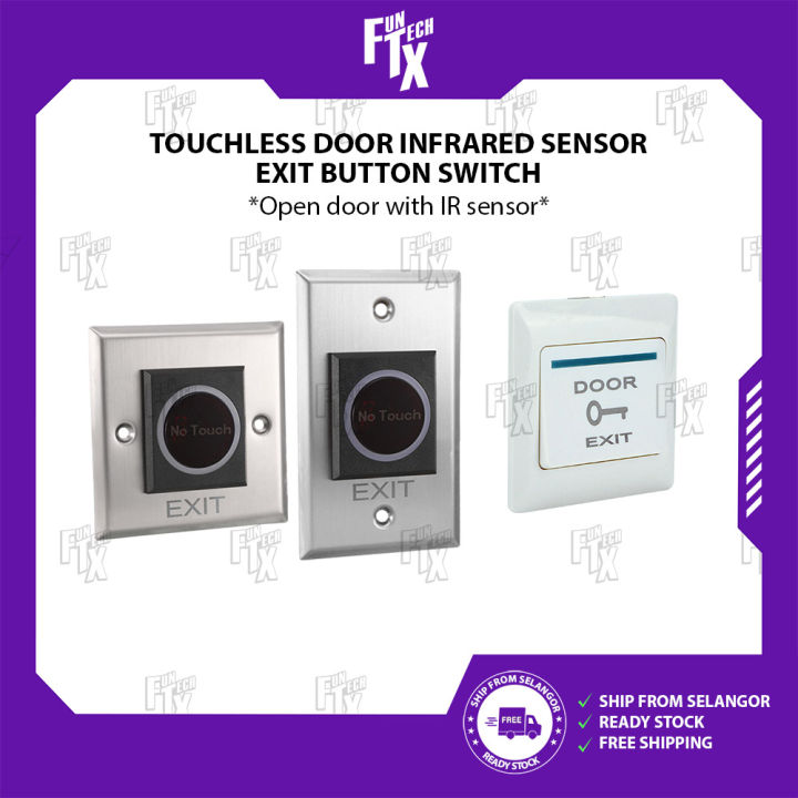 FunTechX Touchless No Touch Door Infrared Sensor Exit Button Switch for Access Control Systems ...