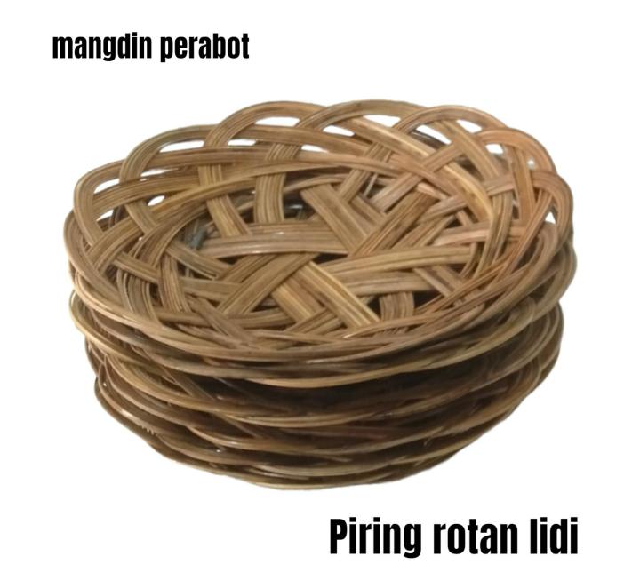 12 PCS'' piring rotan prasmanan / piring lidi anyam / piring makan ...