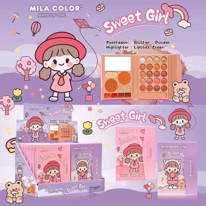 MILA COLOR Makeup Palate พาเลทแต่งหน้ากระเป๋า ปกเด็กผู้หญิง พกพาง่าย ...