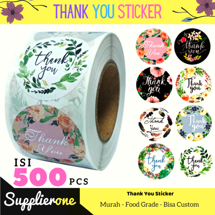 Thank You Sticker isi 500 pcs / Sticker Terima Kasih / Sticker Makanan ...