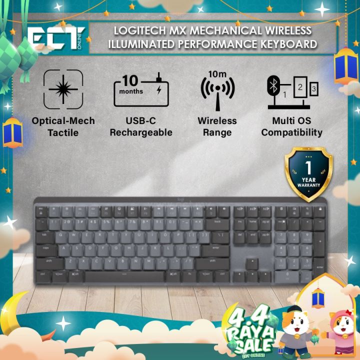 Logitech MX Mechanical Wireless Illuminated Performance Keyboard - Tactile Quiet | Linear ...
