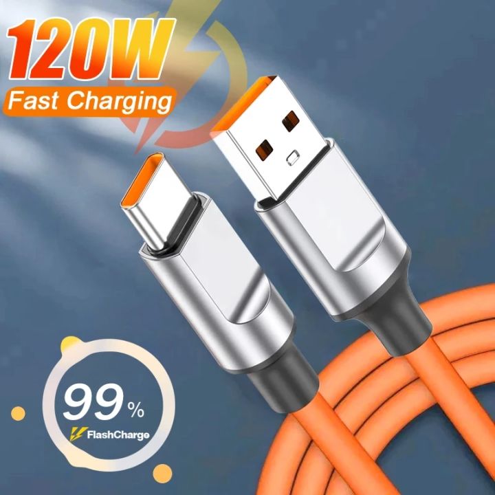 120W Quick Charging Silicone Data Cable Thick Anti-fracture USB Type C ...