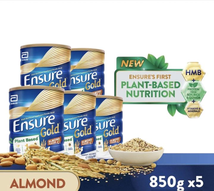 [BUNDLE OF 5] Ensure Gold Plant Based Almond Flavor Adult Milk (850g ...