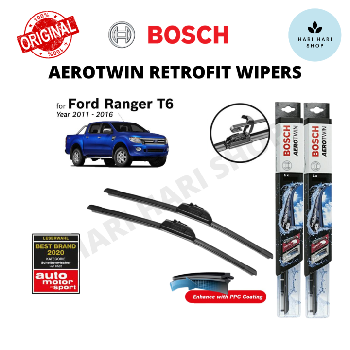 Original Bosch Retrofit U Hook Aerotwin Wiper (Set) for Ford Ranger T6 (Year 2011-2016) (24"/16 ...