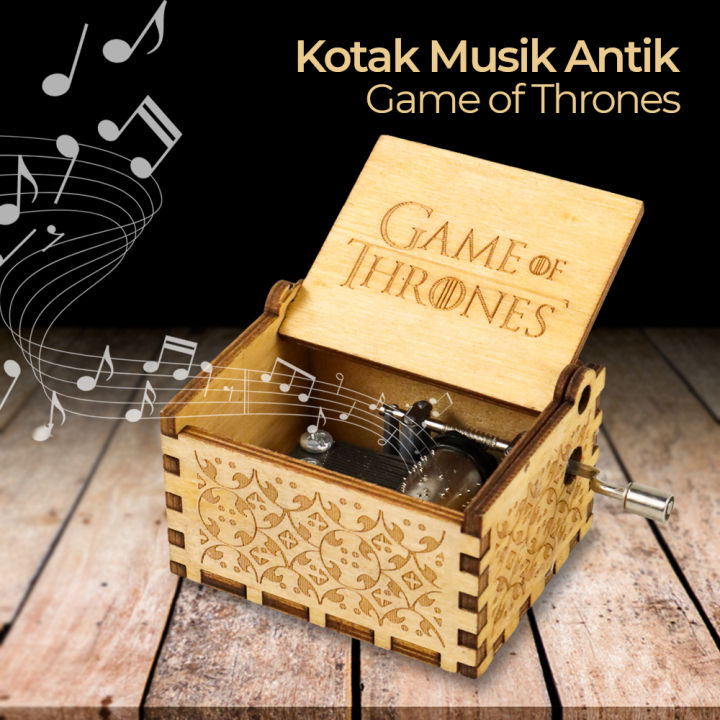 Kotak Musik Antik Wooden Music Box Engraving Game of Throne Harry P ...