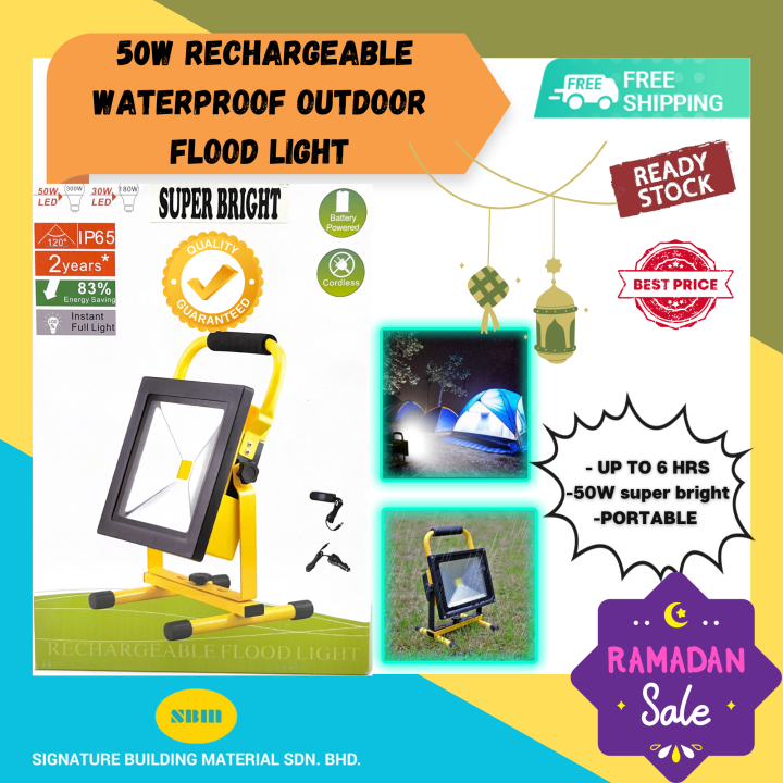 Heavy Duty 50W Outdoor Rechargeable LED Work Light Waterproof ...