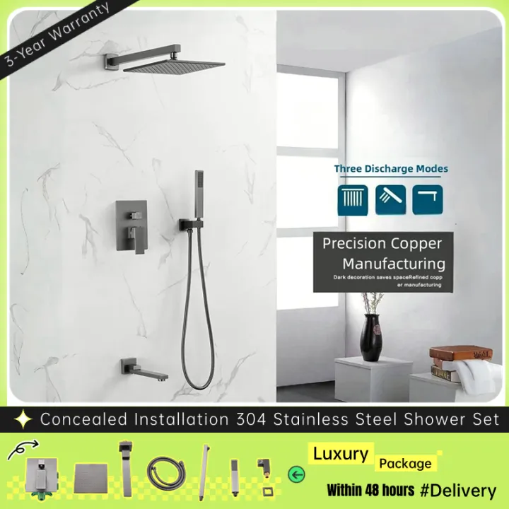 Shower Set 304 Stainless Steel Shower Set Concealed Installation Shower ...