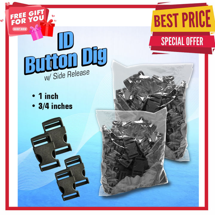 (100 pcs/Pack) Black Button Dig / Side Release / Buckle For ID Lace ...