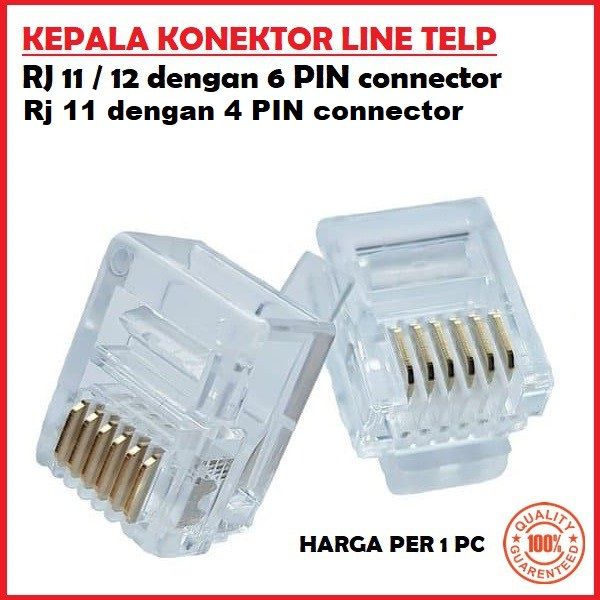CONNECTOR RJ 11 6 PIN / 4 PIN Konektor Line Telepon kepala kabel line ...