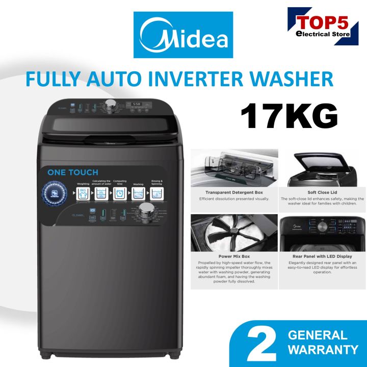 [New Model 2025] Midea Washing Machine 17kg MAN01W170D Higher Back ...
