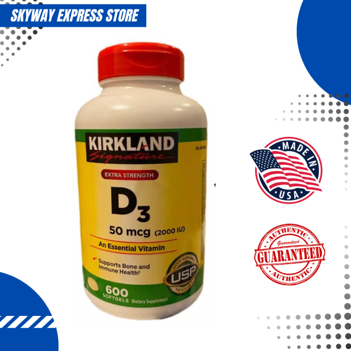 Kirkland Signature Extra Strength Vitamin D3 50 mcg., 600 Softgels Exp ...