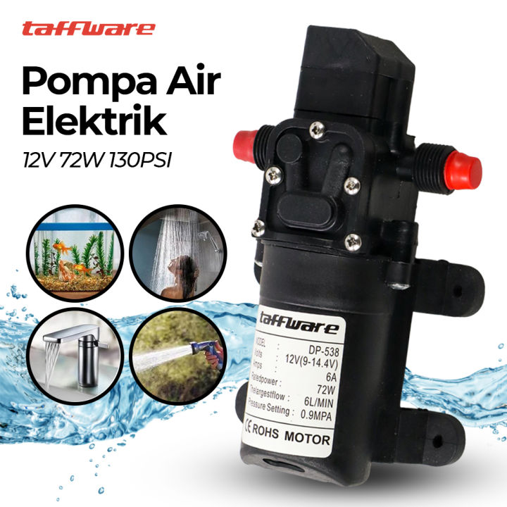 Taffware Pompa Air Elektrik Diaphragm Pump 12V 72W 130 PSI - DP-538 ...