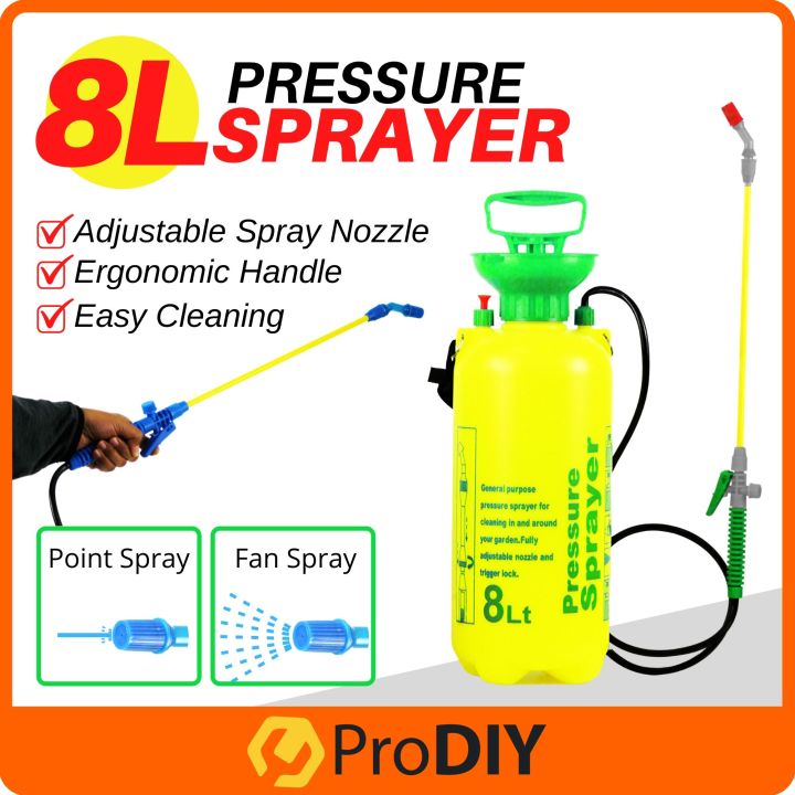 5L / 8L Pressure Sprayer Plastic Pesticide Control Lawn Garden Spray ...