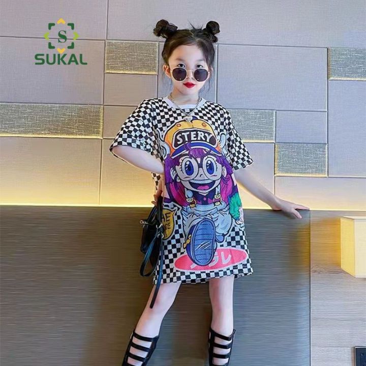 SUKAL ชุดเจ้าหญิงเด็ก ชุดเด็กผู้หญิง แขนสั้นยาวปานกลาง เสื้อยืดกระโปรง ...