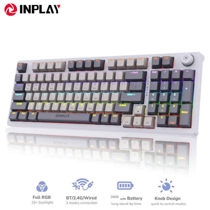 Inplay 96 Key Wireless Mechanical Keyboard Bluetooth Tri-Mode With Red ...