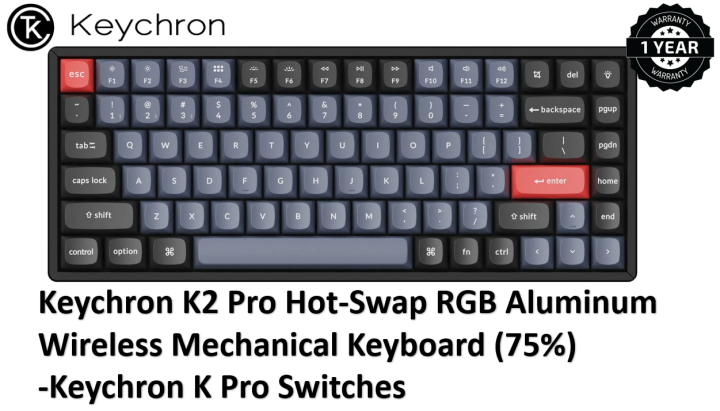 Keychron K2 Pro (QMK/VIA) Hot-Swap RGB Aluminum Wireless Mechanical ...