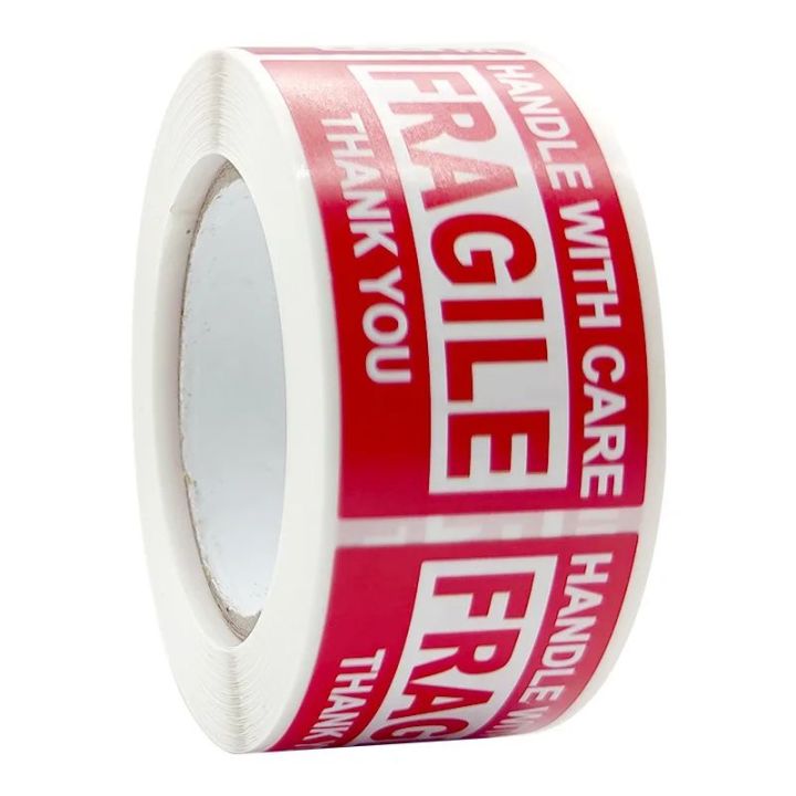 250Paste/Roll Fragile English Warning Label Sticker，Copper Plate ...