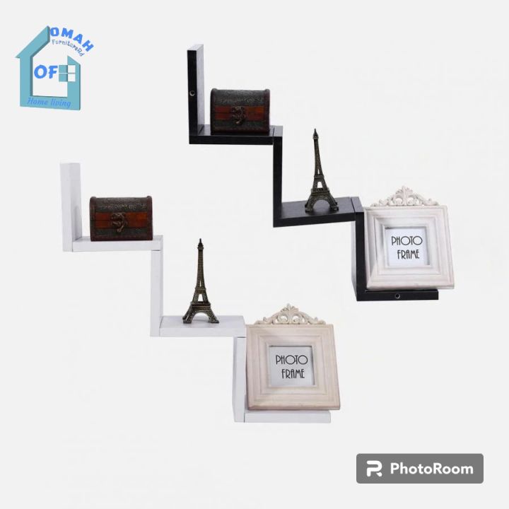 Rak Dinding Minimalis | Rak Bentuk W | Rak Buku Dinding | Rak gantung ...