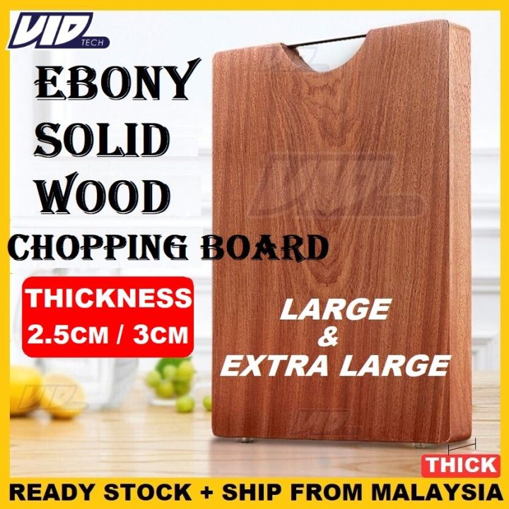 VIDTECH SOLID EBONY WOOD Chopping Board Large Thick Hard Wooden Chop ...