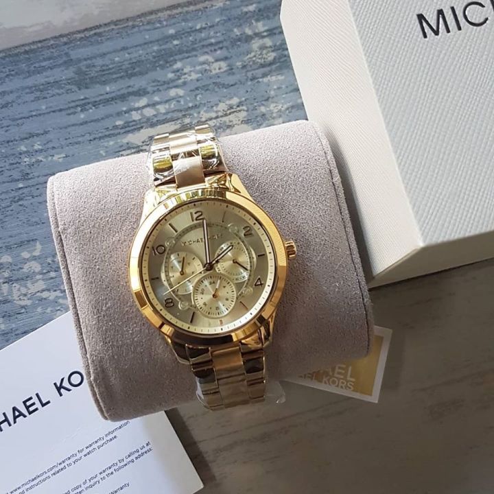 Michael Kors Women's Runway Chronograph Gold-Tone Stainless Steel Watch ...