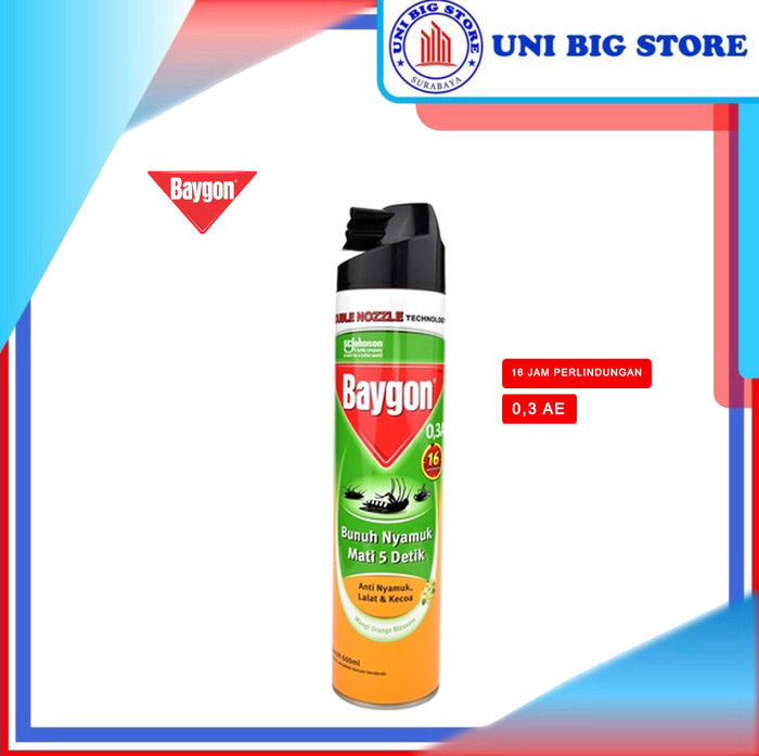 Baygon Obat Nyamuk Semprot Aerosol 600 ml ORANGE BLOSSOM Double Nozzle ...