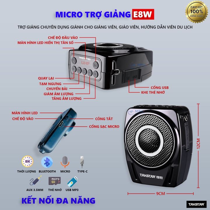 [ Deal Hot ] Máy Trợ Giảng Không Dây Takstar E126A - E126W - E300W - E8W - 4 Micro Trợ Giảng Mới ...