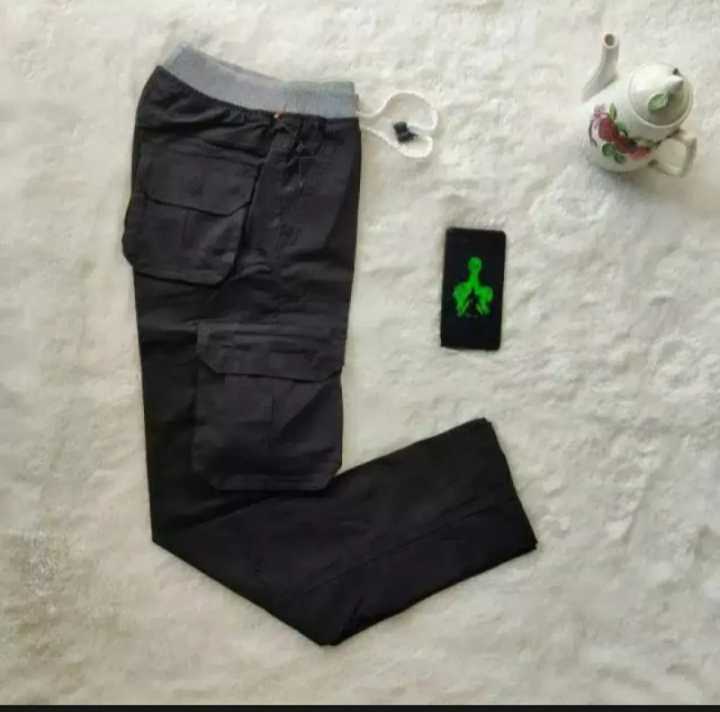 CELANA CARGO PANJANG HITAM CELANA PRIA PINGGANG KARET CARGO DISTRO ...