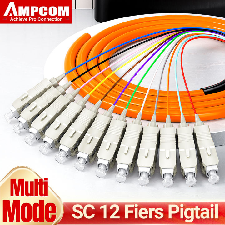 AMPCOM Professional Grade 12-Core Multi Mode SC Ribbon Fiber Optic ...