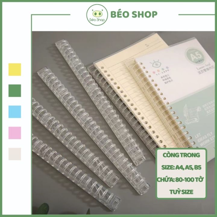 Binder thanh còng nhựa A4 B5 A5 30 26 20 lỗ Béo shop kẹp nhựa trong ...