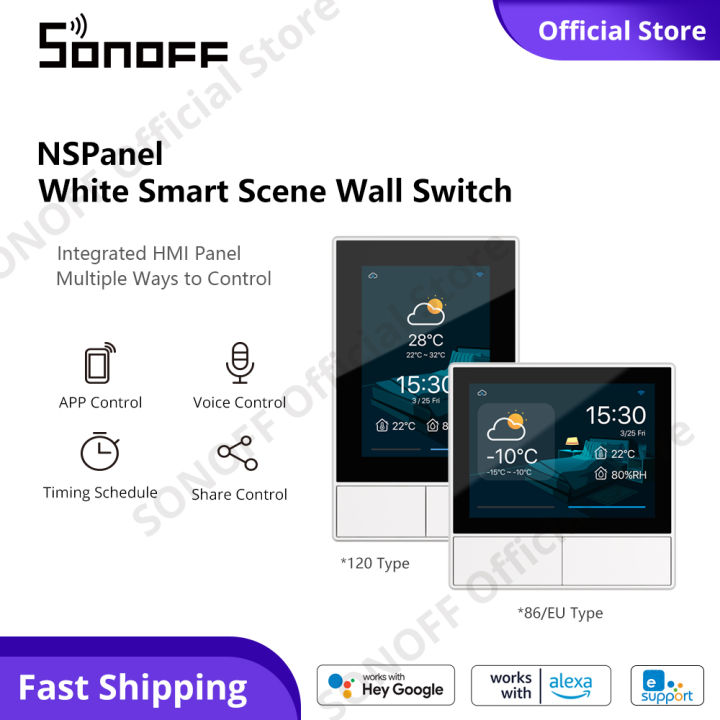 SONOFF NSPanel White Smart Touch Wall Switch 2 Gang Switch eWeLink APP ...