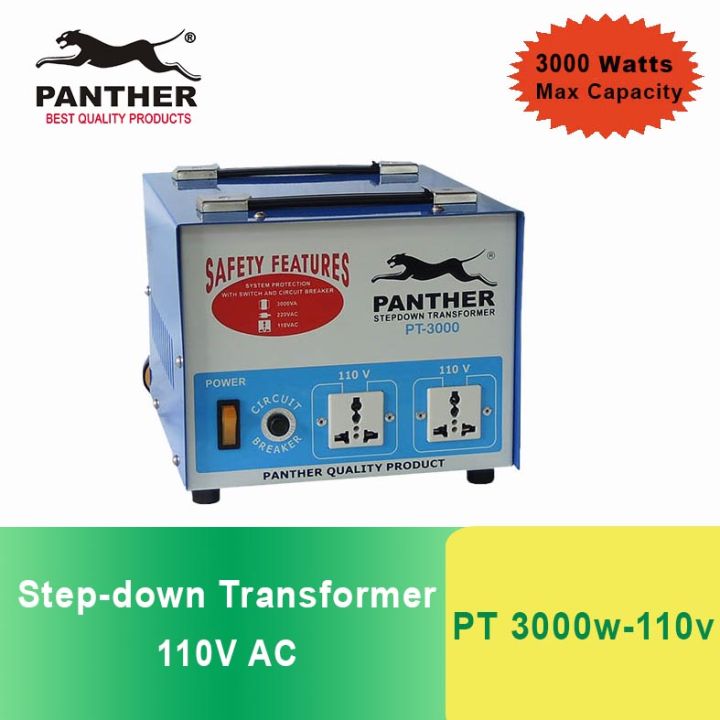 Panther PT 3000w-110v Step-down Transformer 3000 Watts, Input 220VAC, Output 110VAC Single Phase ...