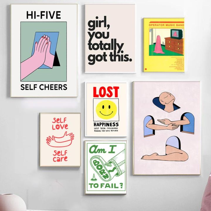 Cute Abstract Cartoon Shapes Poster Vibrant Colors Canvas Painting Home ...