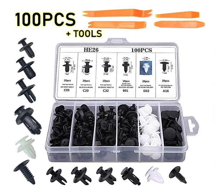 100pcs Car Clip Trim Kit Car Push Pin Rivet Bumper Clips Door Panel ...