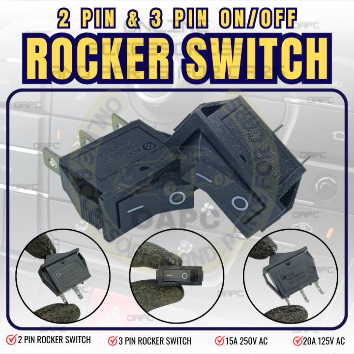 OAPC Rocker Switch On-Off 2 Pin and 3 Pin 15A 250V AC/20A 125V AC (KCD3 ...