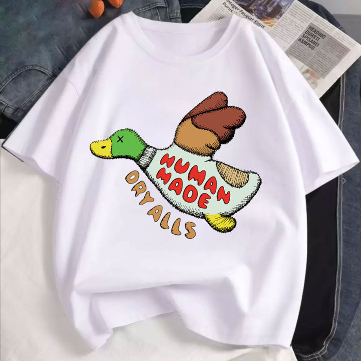 T0828🌈 เสื้อยืดคอกลมลายเป็ด HUMAN MAOE สไตล์เกาหลี ฟรีไซส์ ลายสกรีน ...