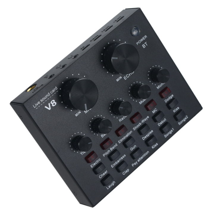 V8 Sound Card Sound Effects Board with Audio Mixer for Streaming with ...