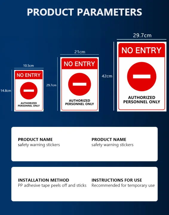 NO ENTRY Sticker Sign Notice Signage Entrance Parking Lot Prohibition ...