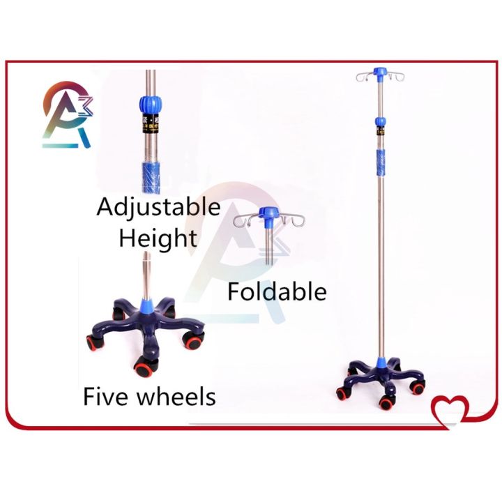 IV Stand 4 Hooks Adjustable Snless Steel Infusion Stand Snless Steel ...