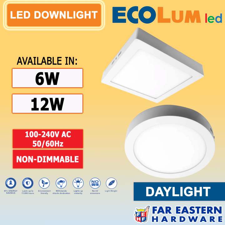ECOLUM LED Surface Downlight Wide Beam Angle 6W | 12W | Lazada PH