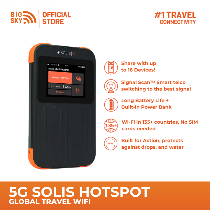 5G SOLIS WiFi Global Mobile Hotspot for Travel, Local and International ...