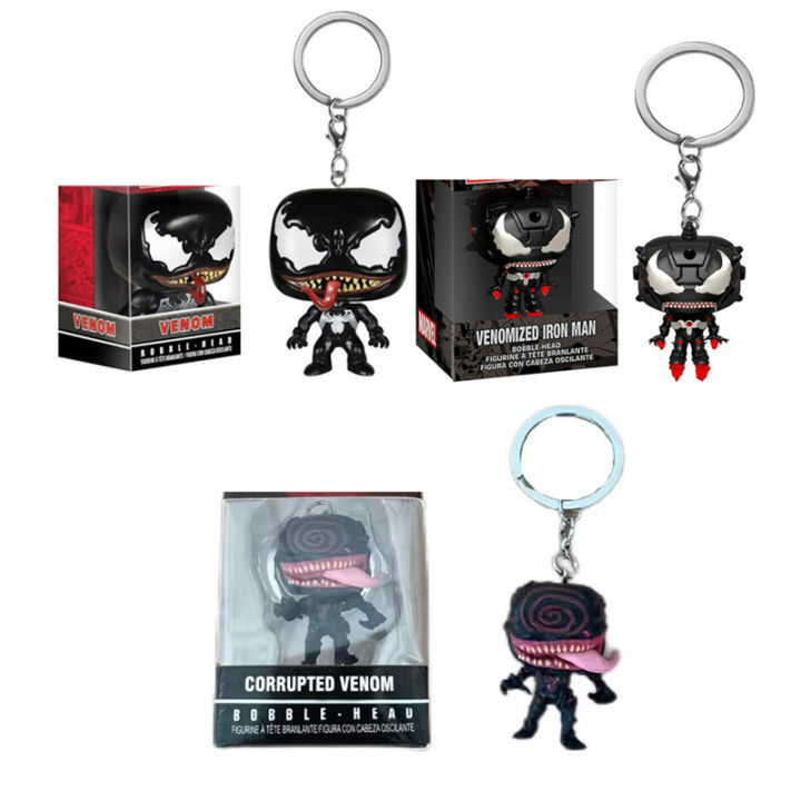 Anime Avengers Venom Keychains POP Design Iron Corrupted Venom Figurine ...