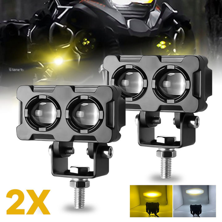 Ultra Bright Double LED Mini Driving Light for 120W Motorcycle Headlight Fog Lamp 2 Color ...