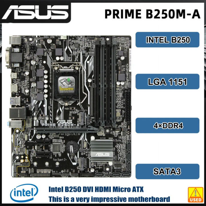 ASUS PRIME B250M-A Motherboard LGA 1151 In B250 DDR4 64GB support Core i3-6100 i5-6400 i5-7400 ...