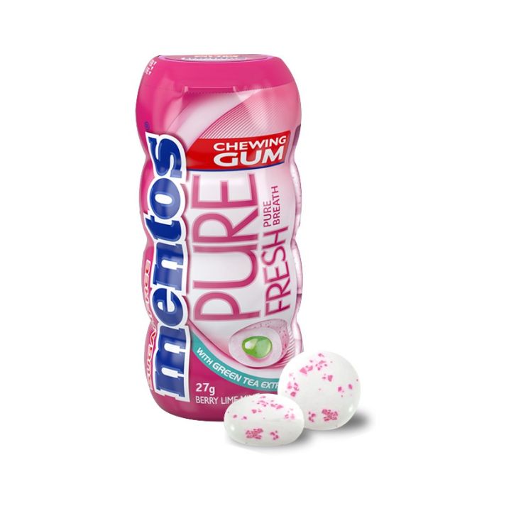 Mentos Sugar Free Chewing Gum Pure Fresh Berry Lime Flavour -27g ...