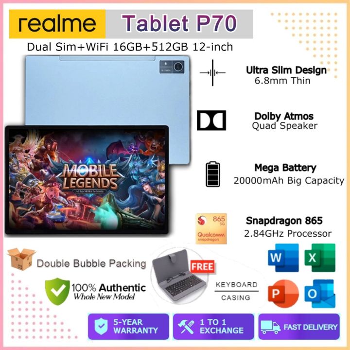 COD Realme Pad P70 2024 IPS 16GB RAM+512GB ROM Smart 10.1-inch 20000mAh ...