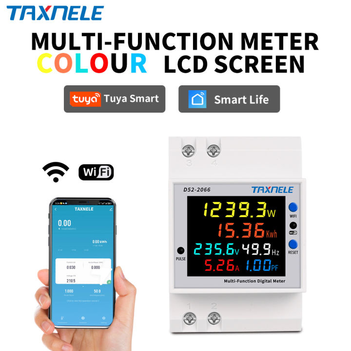 TUYA WiFi Remote Monitor 6IN1 AC 110V 220V 100A Voltage Current Power ...