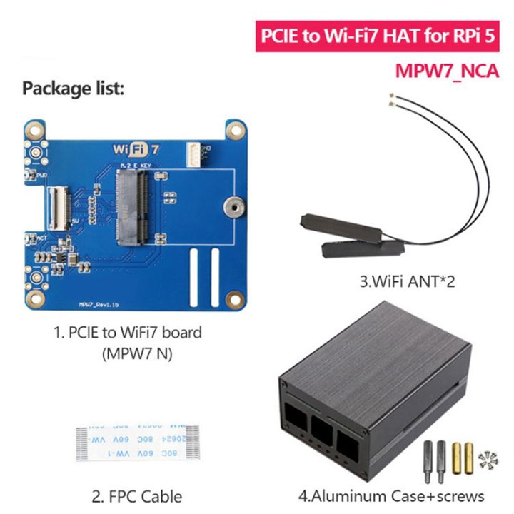 MPW7NCA for 5 PCIE to M.2 E-Key WiFi7 Module+Case BE200 PCIE to M.2 E ...