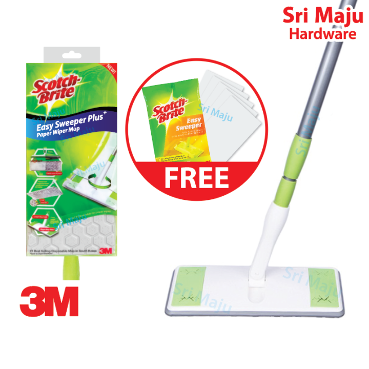 MAJU 3M Scotch Brite Easy Sweeper Plus Wiper Mop Set Magic Dry Wet ...