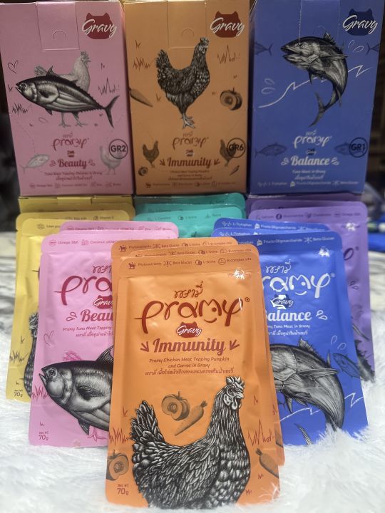 🚚 ส่งฟรี 🚚24 ชิ้น Pramy in gravy พรามี่ในน้ำเกรวี่ อาหารแมวเกรดพรีเมียม ...