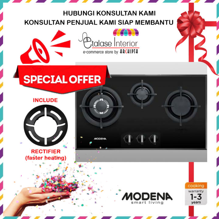 Modena - Kompor Gas Tanam/ Build In 3 Tungku Crista BH 1735 | Lazada ...